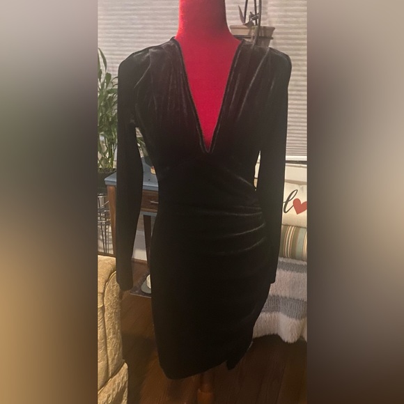 Huhot | Dresses | Huhot Womens Navy Velour Bodycon Mini Dress With ...